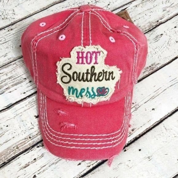 Accessories | Hot Southern Mess Embroidered Vintage Style Cap Pink ...